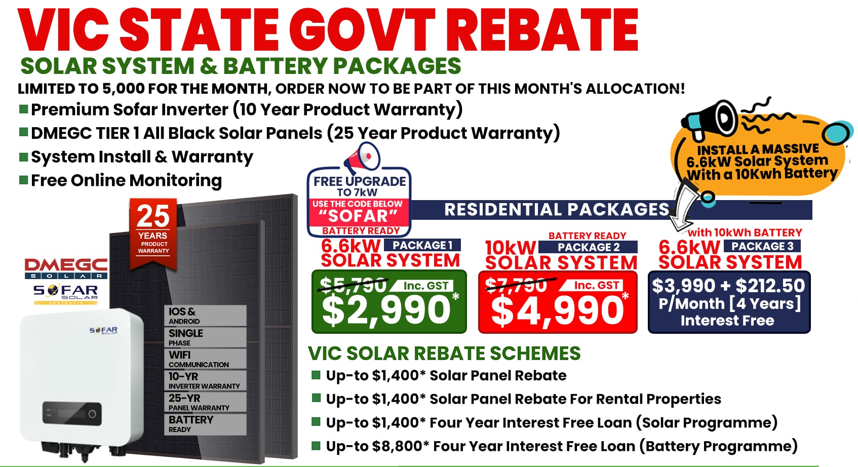 Solar Rebate 6.6kW - $3,190 | Save Up to $1400 A Year